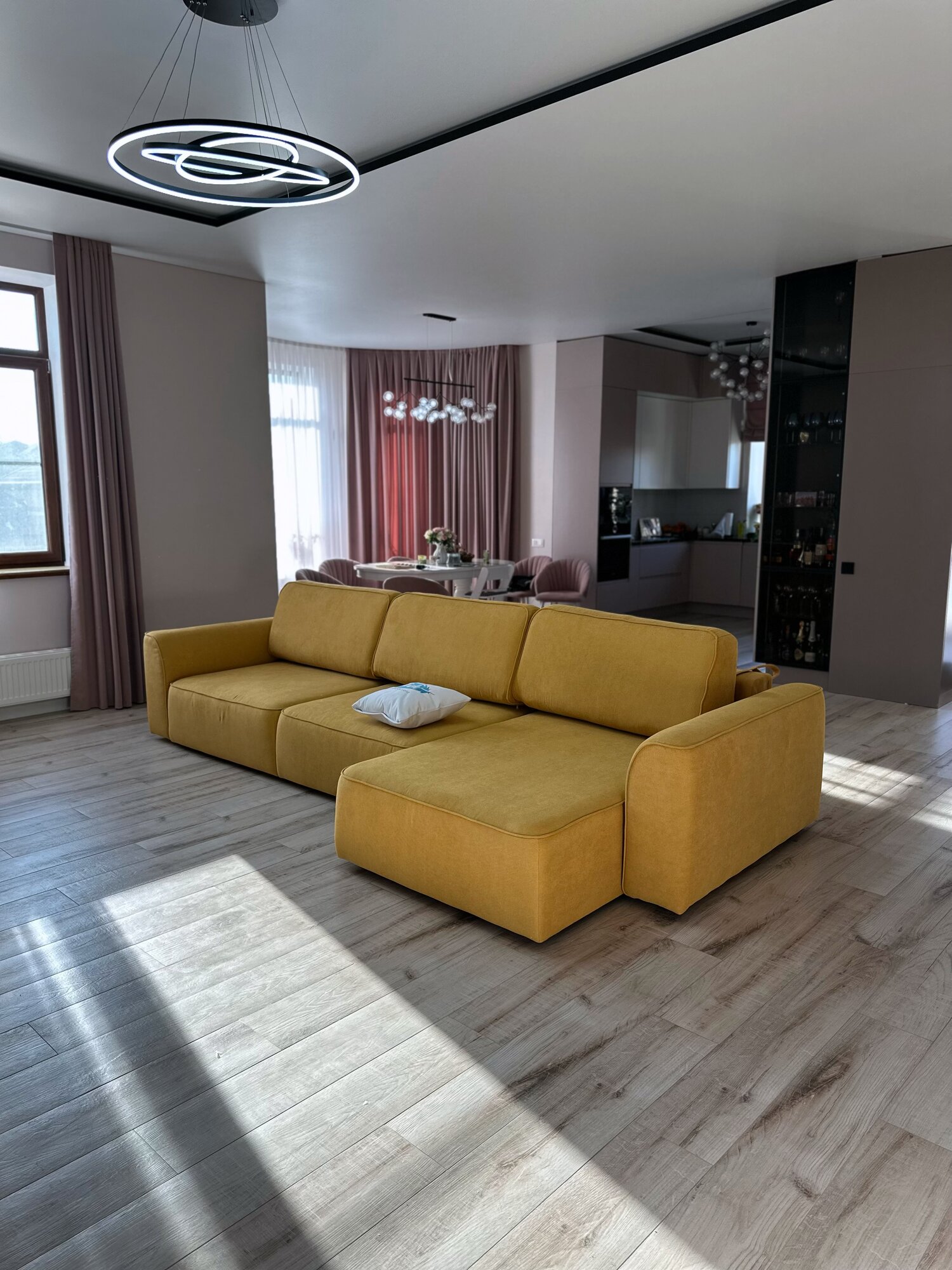 Pooh мебель Диван-кровать угловой Сиэтл (King) velour Yellow НПБ