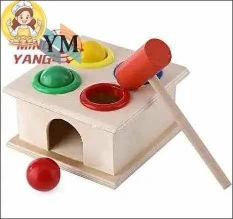 Игрушка для малышей от 1 года - Стучалка с молотком деревянная - Сортер для малышей от года - Монтессори "Цветные шарики"