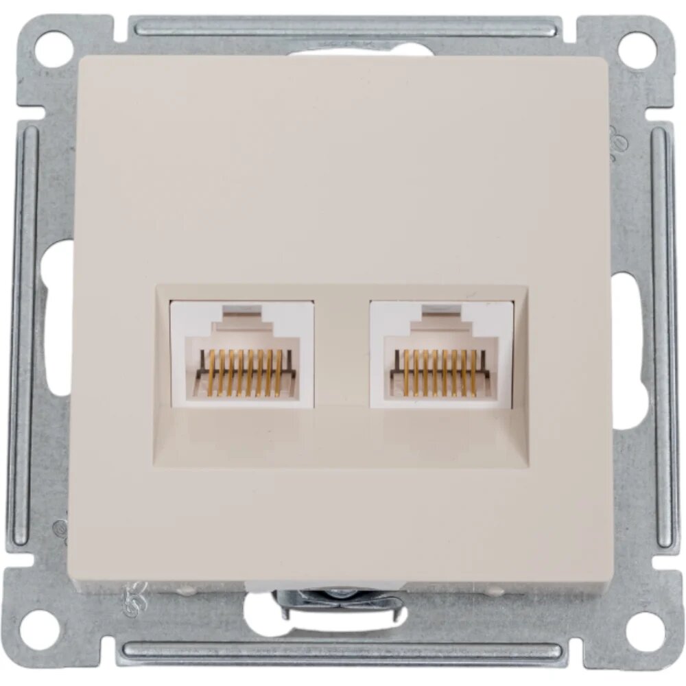 2-местный механизм розетки компьютерной Systeme Electric AtlasDesign RJ45 + RJ45 категории 5e бежевый ATN000285