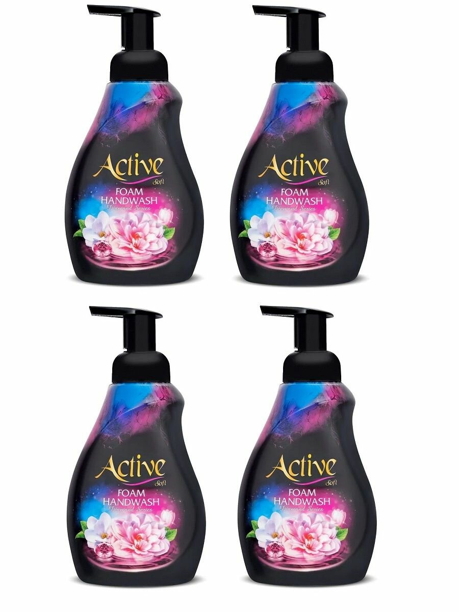 Пенка-мыло для рук Active Черный бриллиант, дозатор, 500 мл, 4 шт