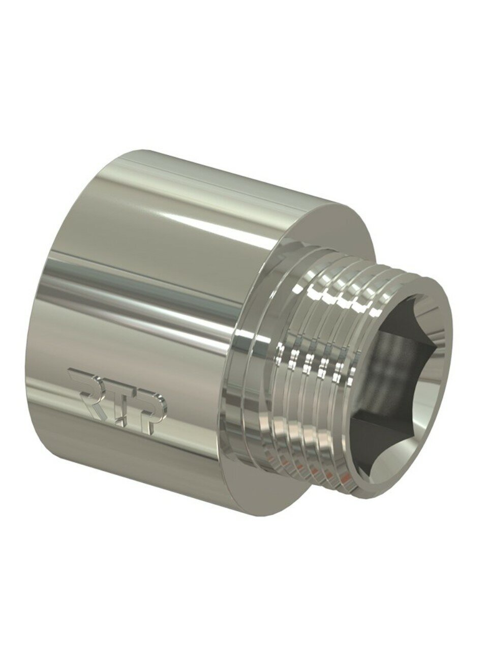 Удлинитель резьбовой 1/2"х3/4" никелированный, латунь, РосТурПласт, 20 мм, г-ш, фитинг