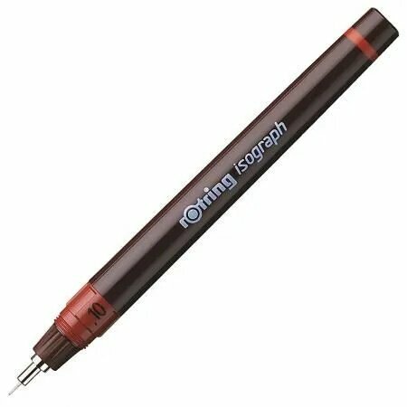 Изограф Rotring 1903394 0.1мм корпус бордовый, пластик, съемный пишущий узел, заправка тушь