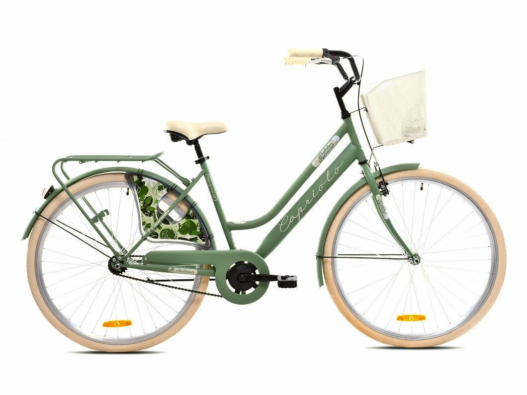 Велосипед CAPRIOLO CITY AMSTERDAM LADY (FIX), рама сталь 18', колёса 28' (зелёно-оливковый (матовый))