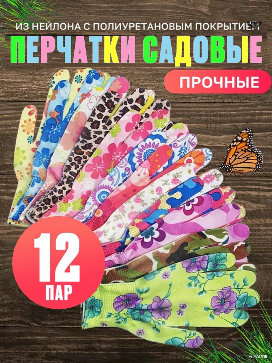 Перчатки хозяйственные, размер M, 12 пар