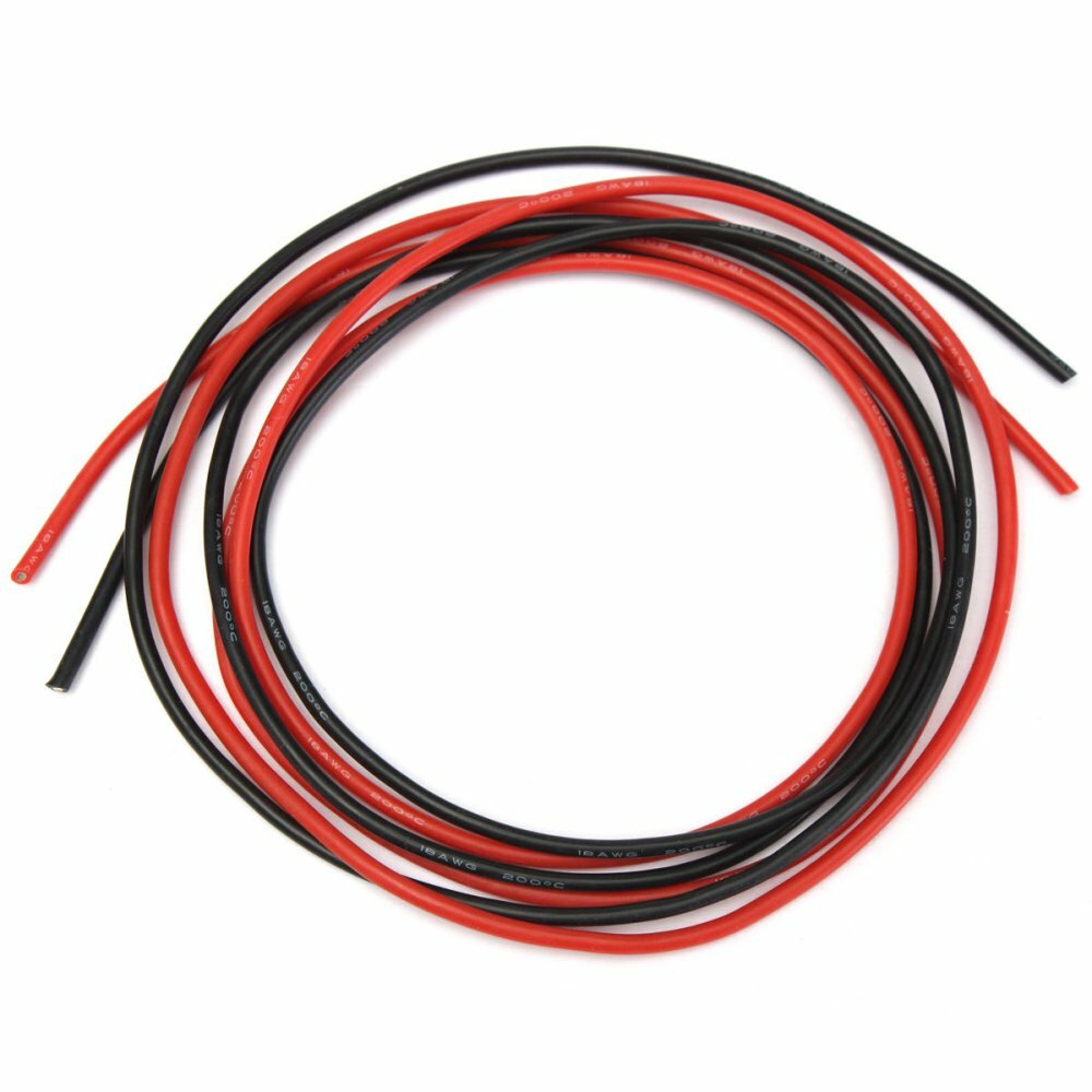 Новый инструмент 2M AWG мягкий силиконовый гибкий проводной кабель 18 AWG (1 метр красный + 1 метр черный)