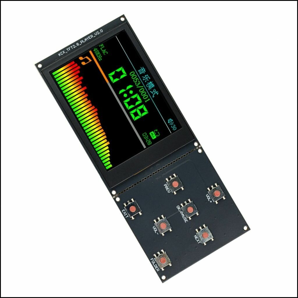 Цветной TFT-экран 2,8-дюймовый модуль платы декодирования воспроизведения аудио MP3 без потерь по Bluetooth