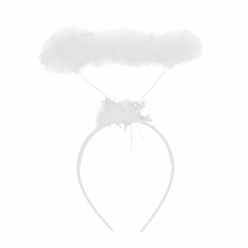 Ободок с перьями ангела для фотосессий и вечеринок на Хэллоуин, Белый