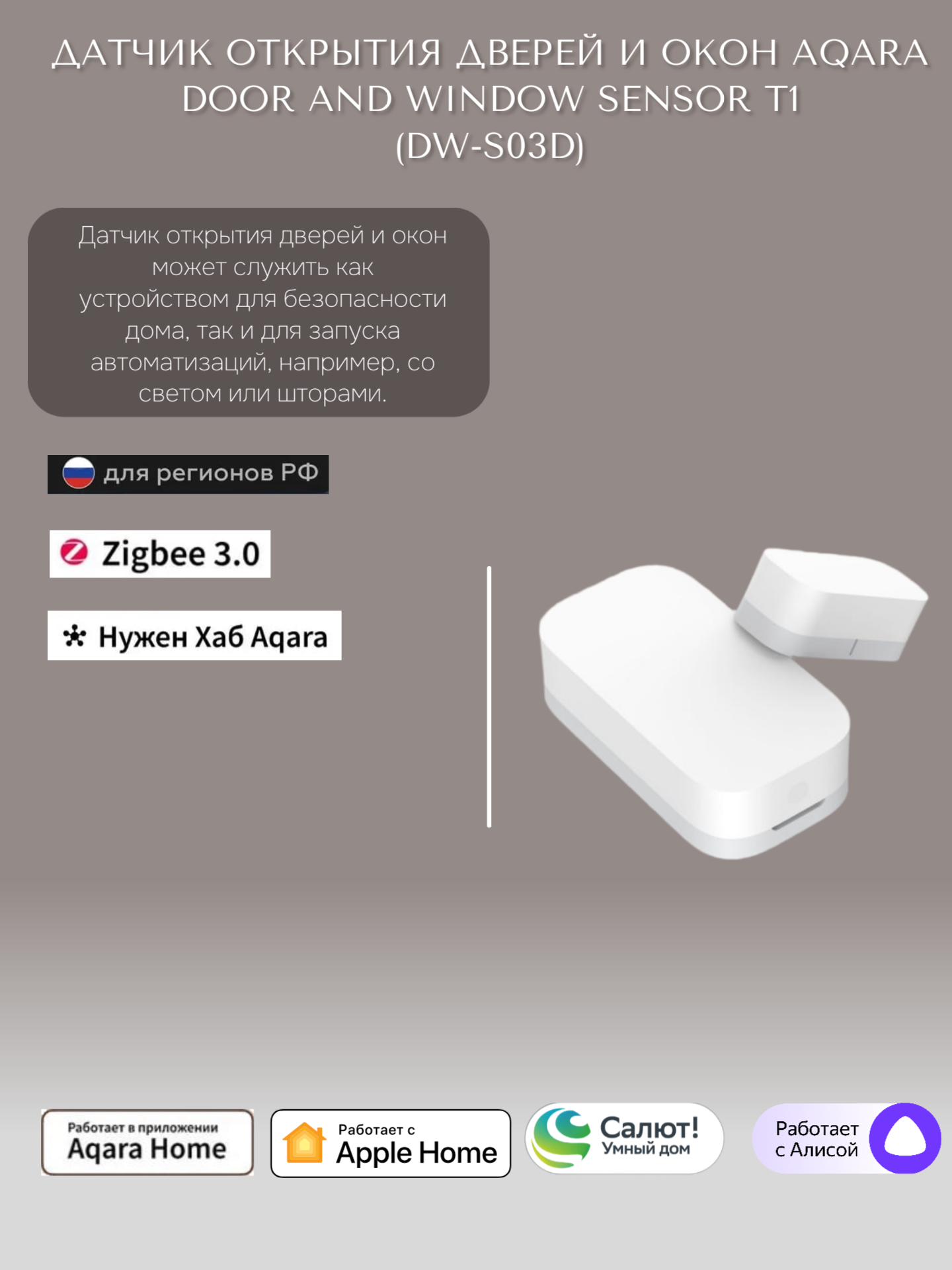 Умный датчик открытия дверей и окон Aqara Door and Window Sensor Т1 (DW-S03D)