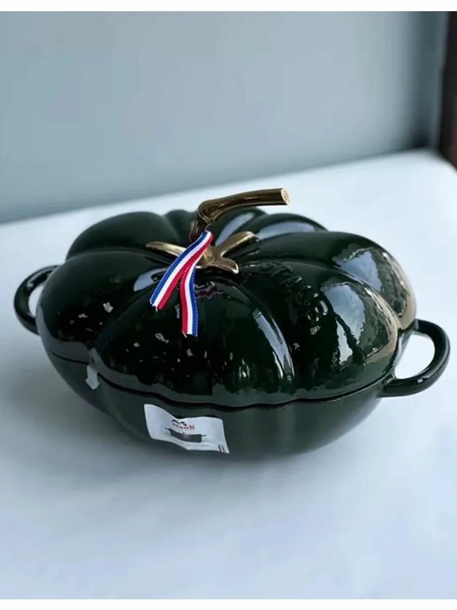 Кокот Staub "Помидор", чугун, зеленый, 25 см, 2,9 л