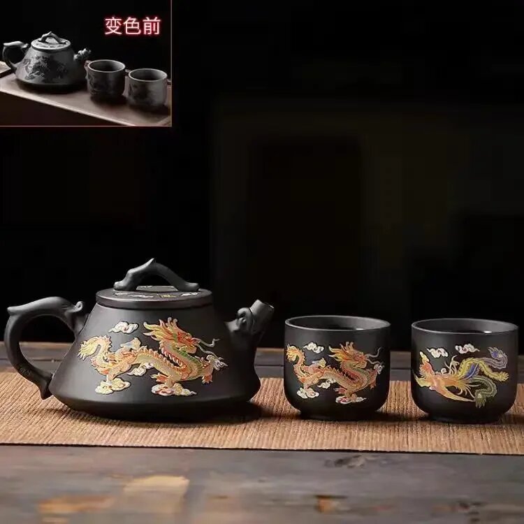 Ручной чайник из пурпурной глины Zisha Xishi One Pot Two Cups