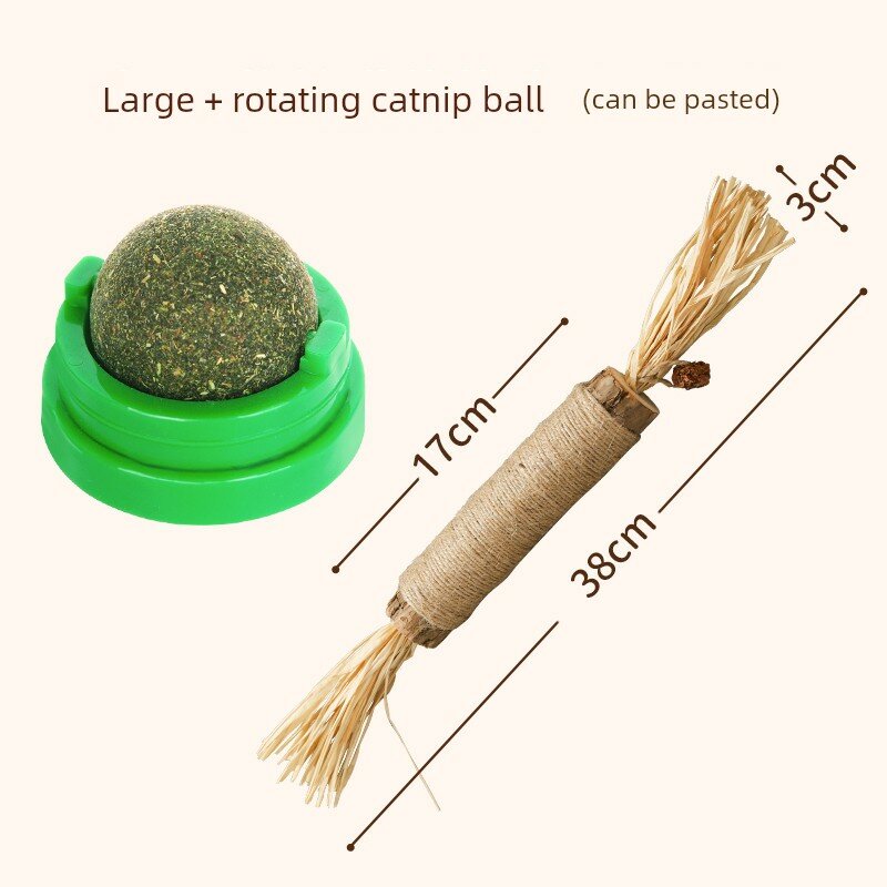 Большая палочка для чистки зубов с котячьим мятным травой и вращающейся игрушкой с котячьим мятным травой для
