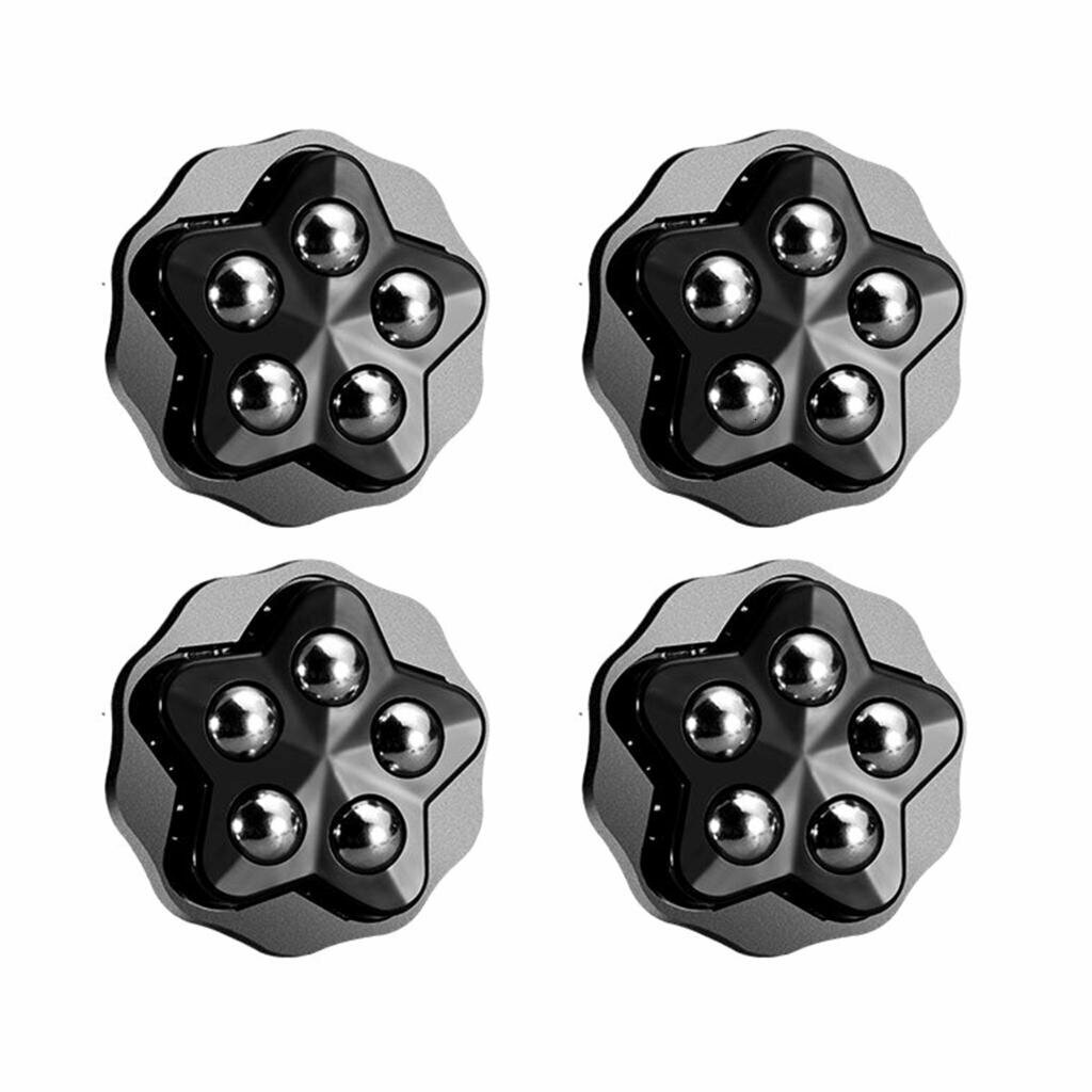 Комплект из 4 шт. малых мебельных колесиков с клейкой основой, Черные стальные шарики
