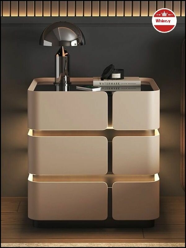 Умная прикроватная тумбочка с подсветкой, легкая роскошь, современный минимализм, Bluetooth, аудиоьцев