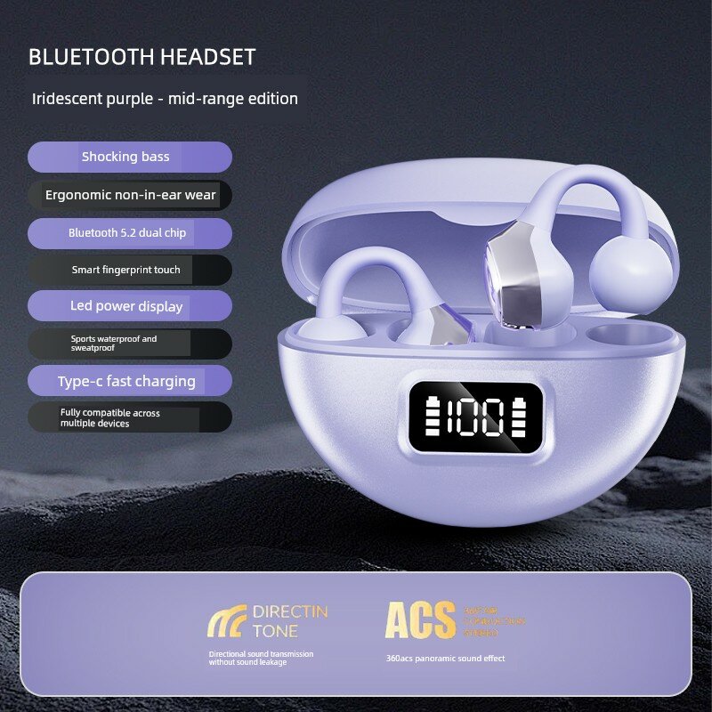 Звездно-фиолетовые беспроводные наушники с высоким разрешением звука и комфортным длительным ношением для спорта