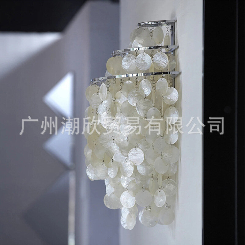 Натуральный ракушковый виниловый люстра Modern Simple European Living Room Pendant Light Villa Dining Room Pendant Light Romantic Shell Pendant Light