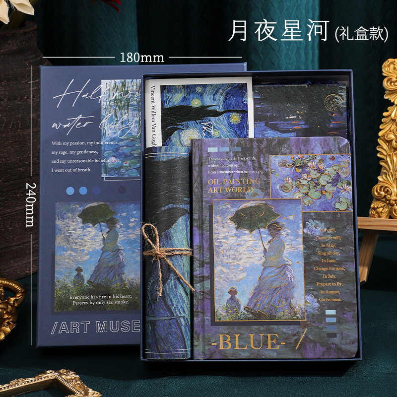 Набор блокнотов с винтажной масляной живописью, подарочная коробка, высококачественный дневник для девочек, дневник для учениц начальной школы