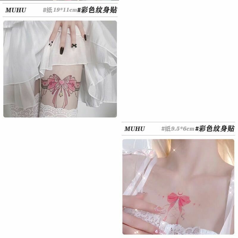 Горячая продажа кружевного банта для ног, сексуальный японский стиль, красочный тату-стикер, водонепроницаемый, долговечный, реалистичный, для женщин, милый и крутой