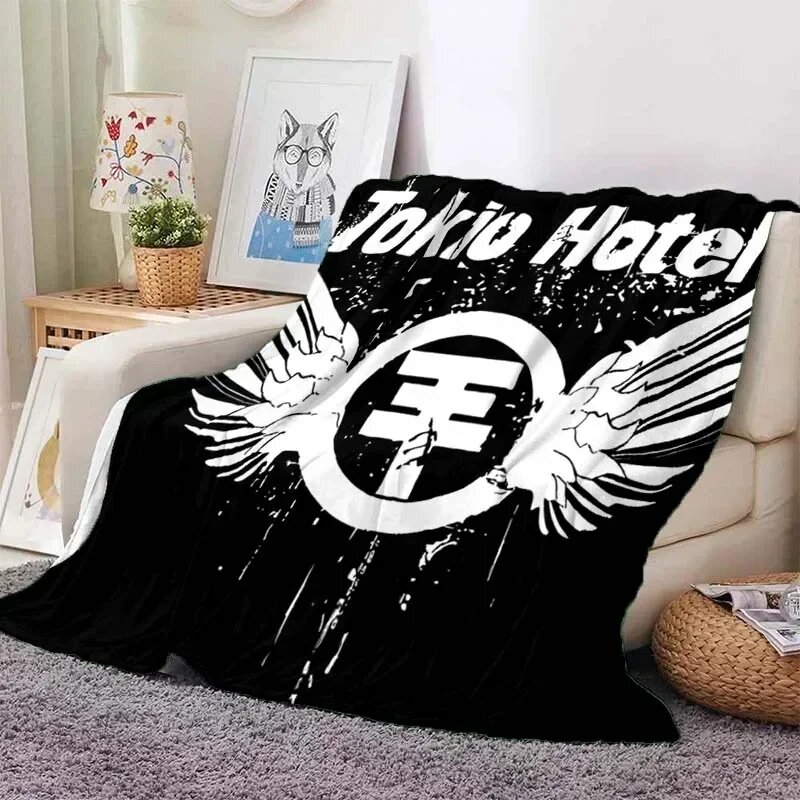 Черное фланелевое одеяло Tokio Hotel 75x100CM