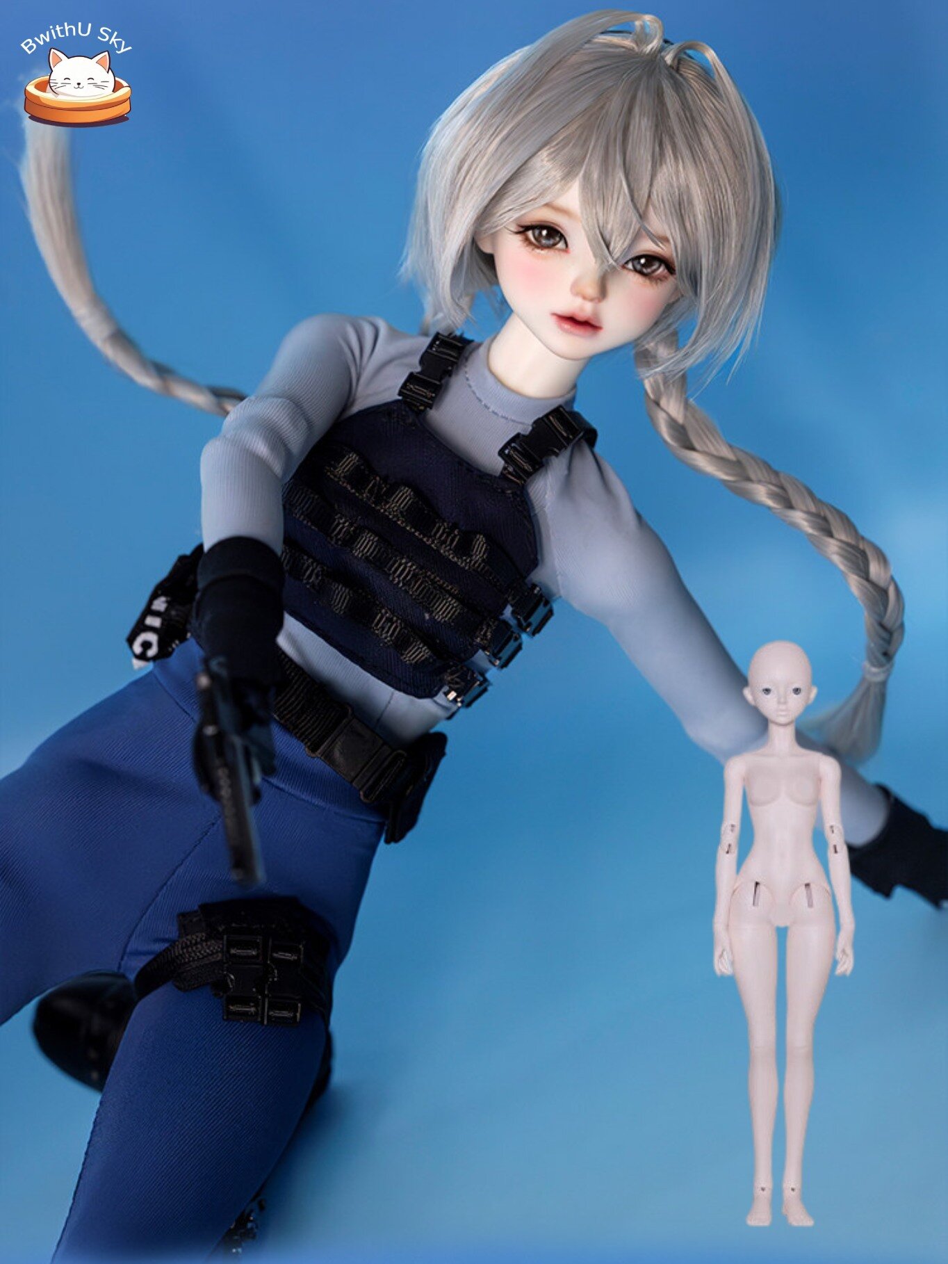 BwithUSky Susu 1/4 BJD Кукла: Полицейский Тактический Наряд (Броня + Пистолет Стильный Лук)