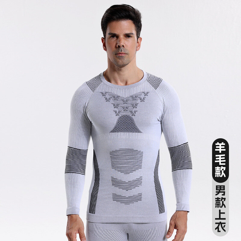 ⭐Осенне-зимняя одежда из мериносовой шерсти, быстросохнущая, мужское лыжное белье, женская компрессионная термофункциональная влагоотводящая одежда для походов и лыж⭐