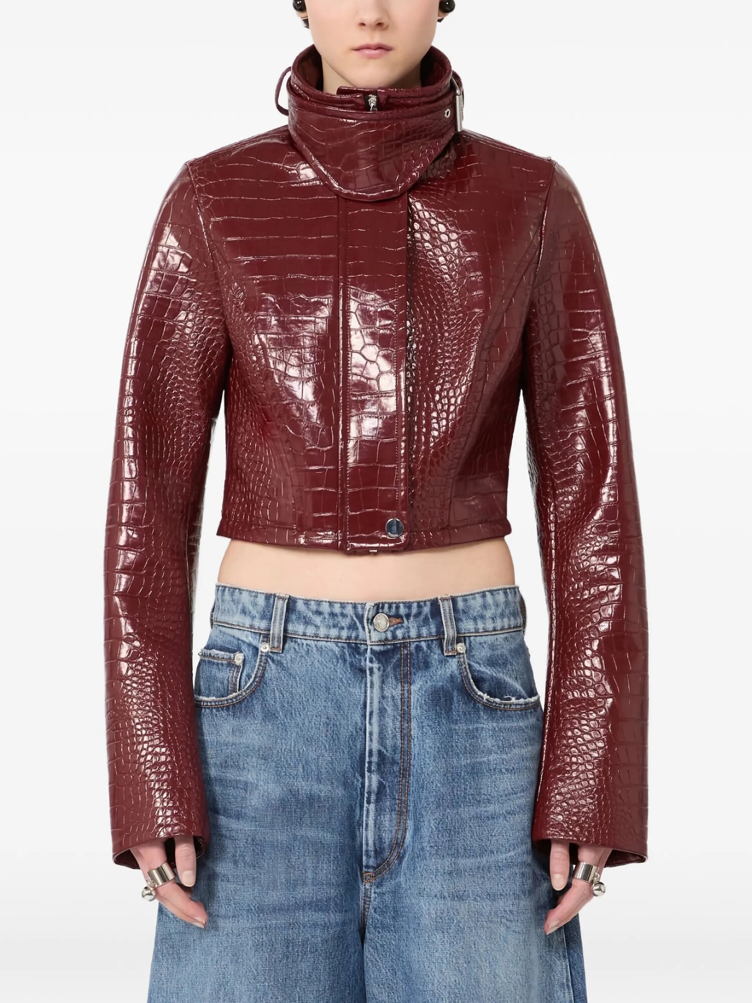 Куртка SPORTMAX Alligator-print collar jacket, размер 40, Rouge Red — фото 1