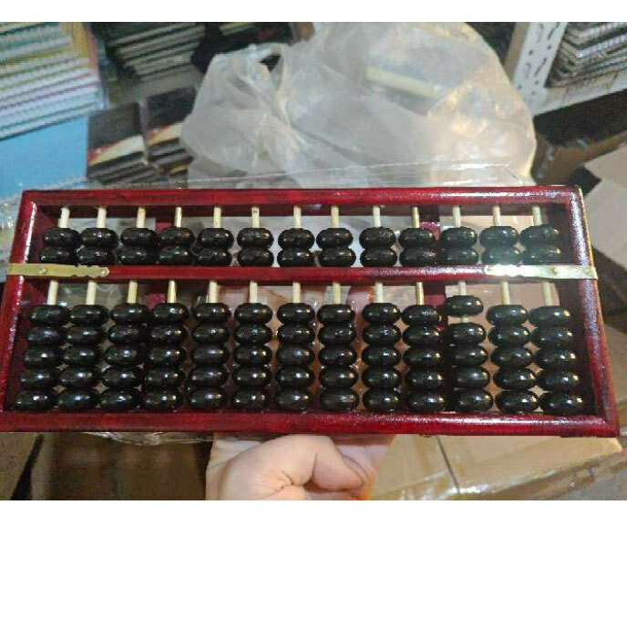 Деревянный абакус для студентов, старинный абакус для учеников начальной школы, абакус для устного счета, 13 цифр, 7 бусин, черные бусины, красный абакус из массива дерева