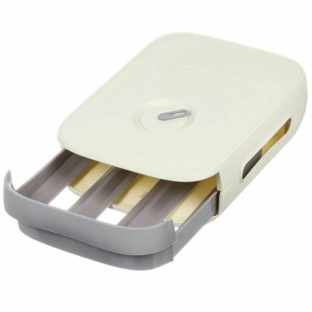 Контейнер для яиц в холодильник пластиковый, 28х22х8 см, выдвижной органайзер с отсеками и ячейками Y4-7236-2