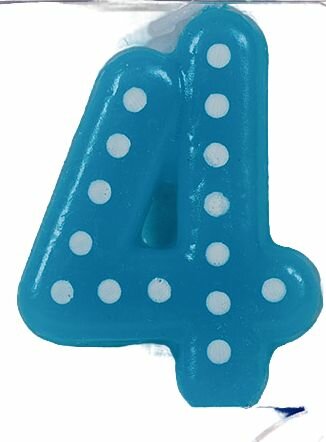 Свеча цифра для торта 4 голубая, 7 см