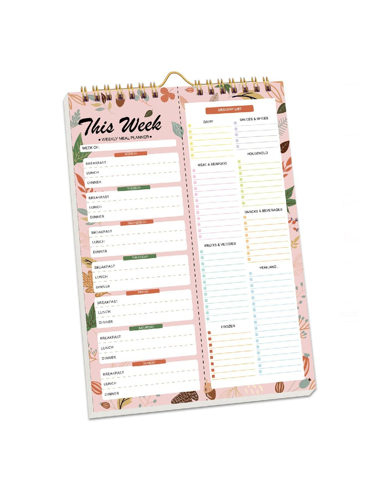 Блокнот для планирования питания со съемным настенным крючком для списков покупок