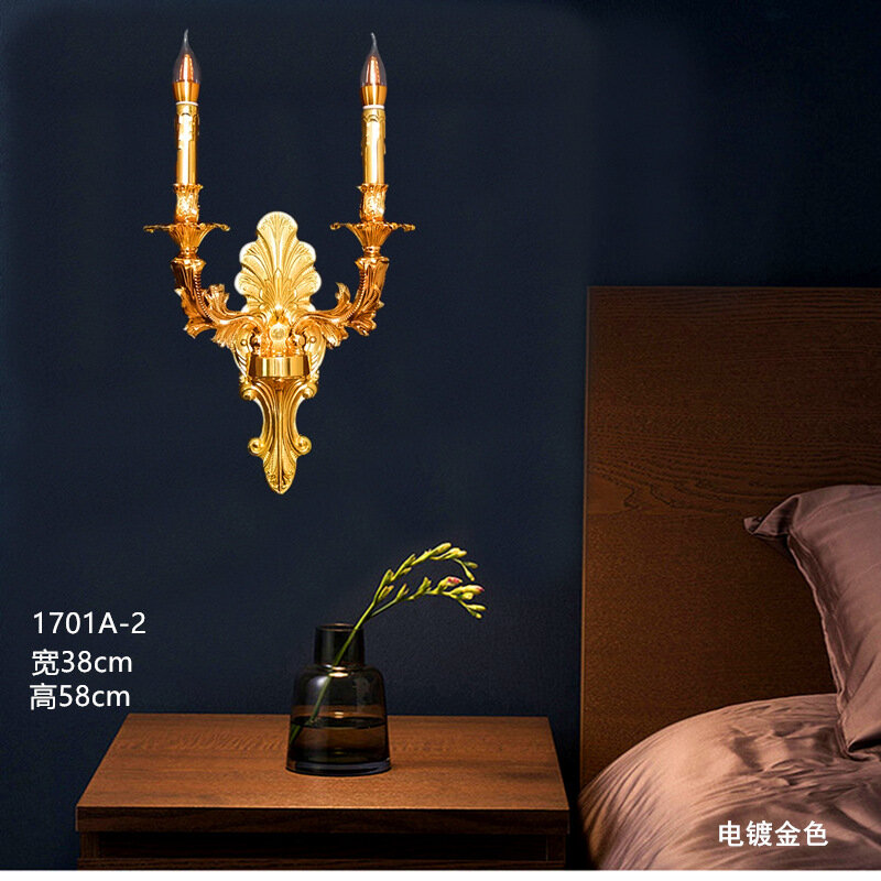 Европейский стиль настенной лампы из сплава для спальни и гостиной, винтажное хрустальное освещение, французская креативная вилла с двойной настенной лампой в виде свечи