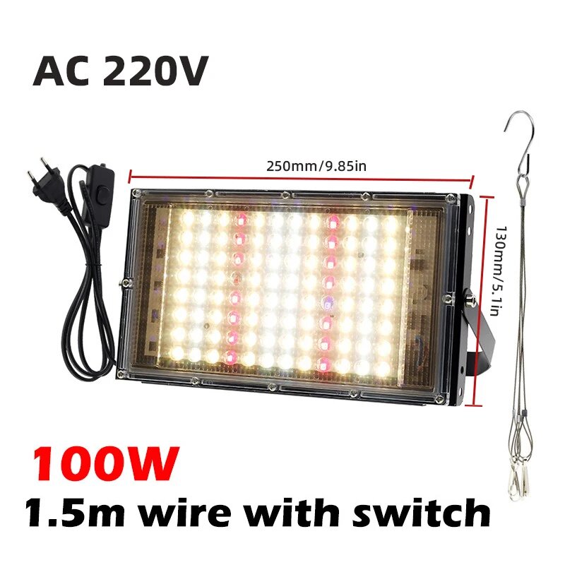 Светодиодная фитолампа 100W EU plug