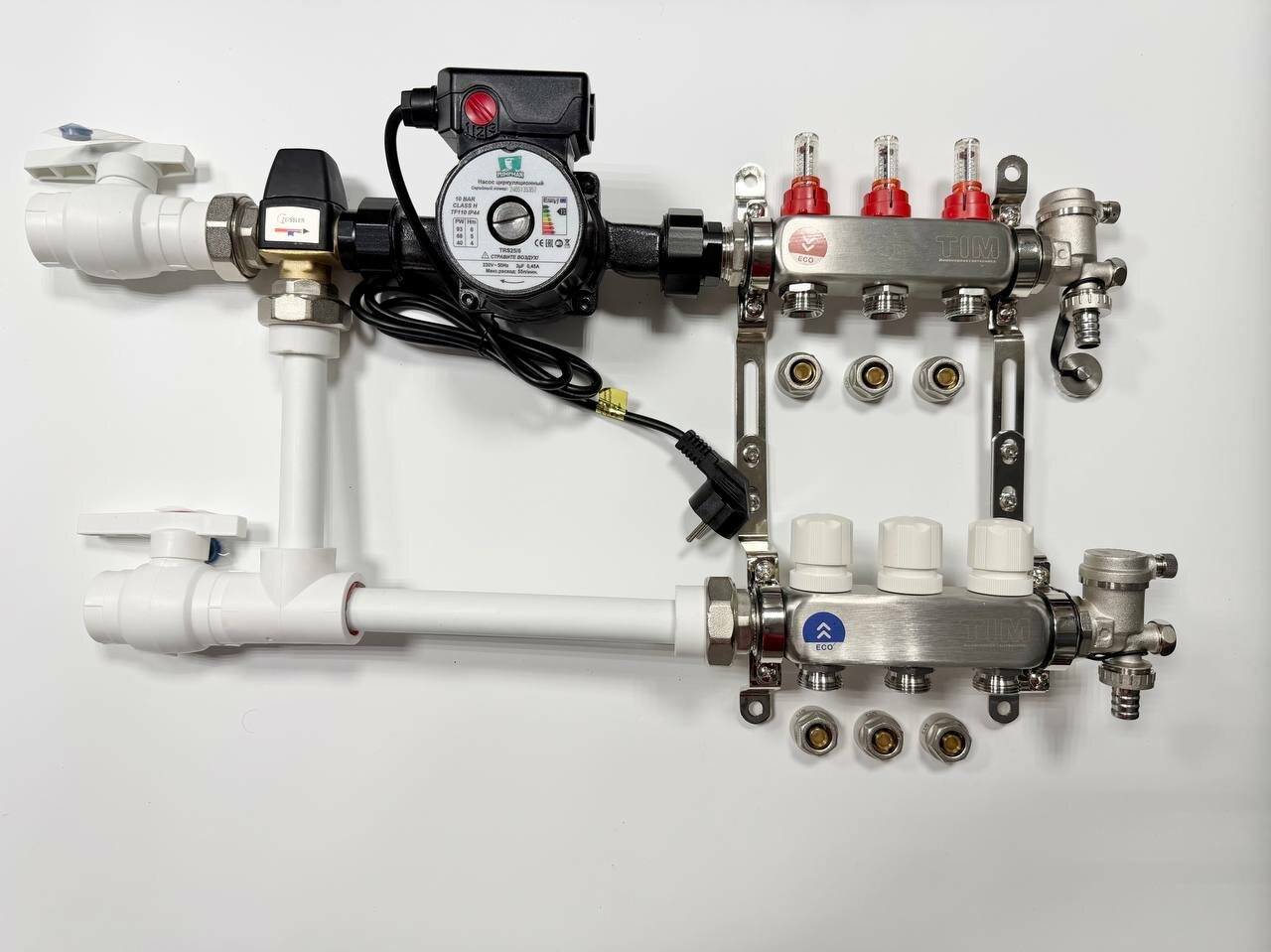 Комплект для водяного тёплого пола под 32 полипропилен Tim ЭКО на 3 выхода (до 40 м2)