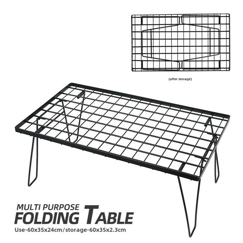 Outdoor Foldable Mesh Table Bamboo Dining Table Camping Style Portable Barbecue Table Camping Style Tableware Drain Rack Foldable Table Mesh Table (Single net table)