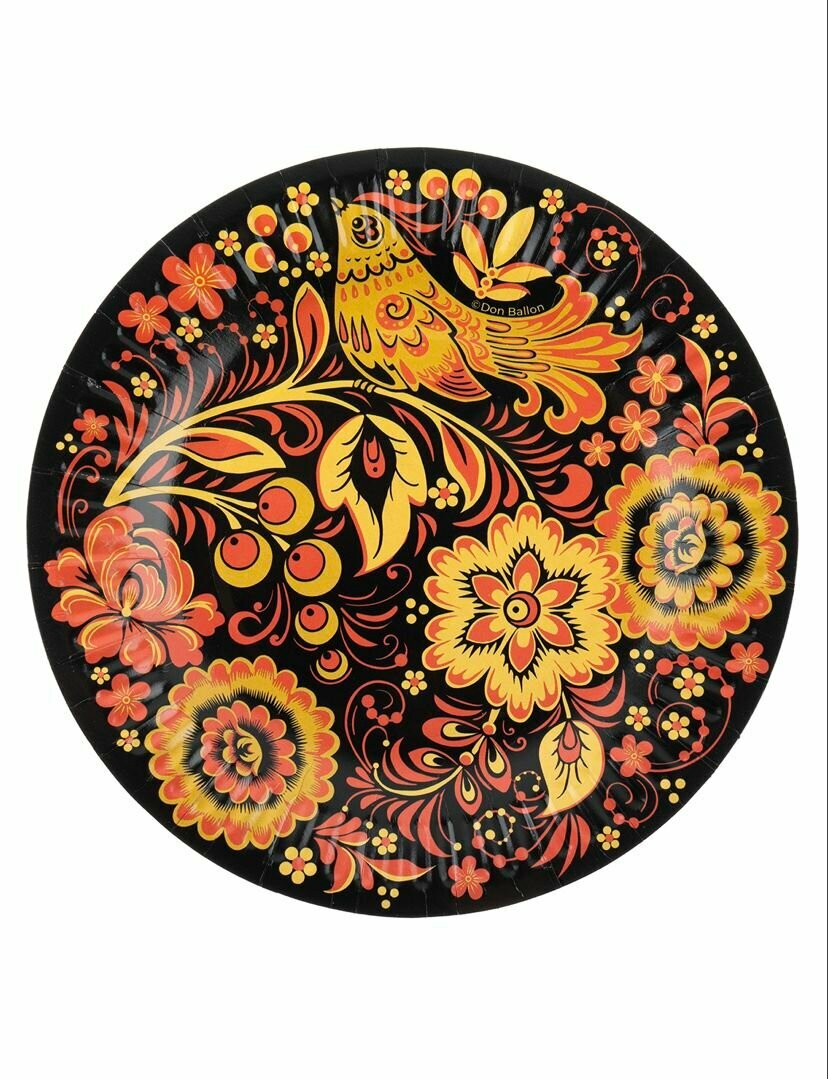 Тарелки одноразовые (18 см) Хохлома, русские на масленицу 6 шт.