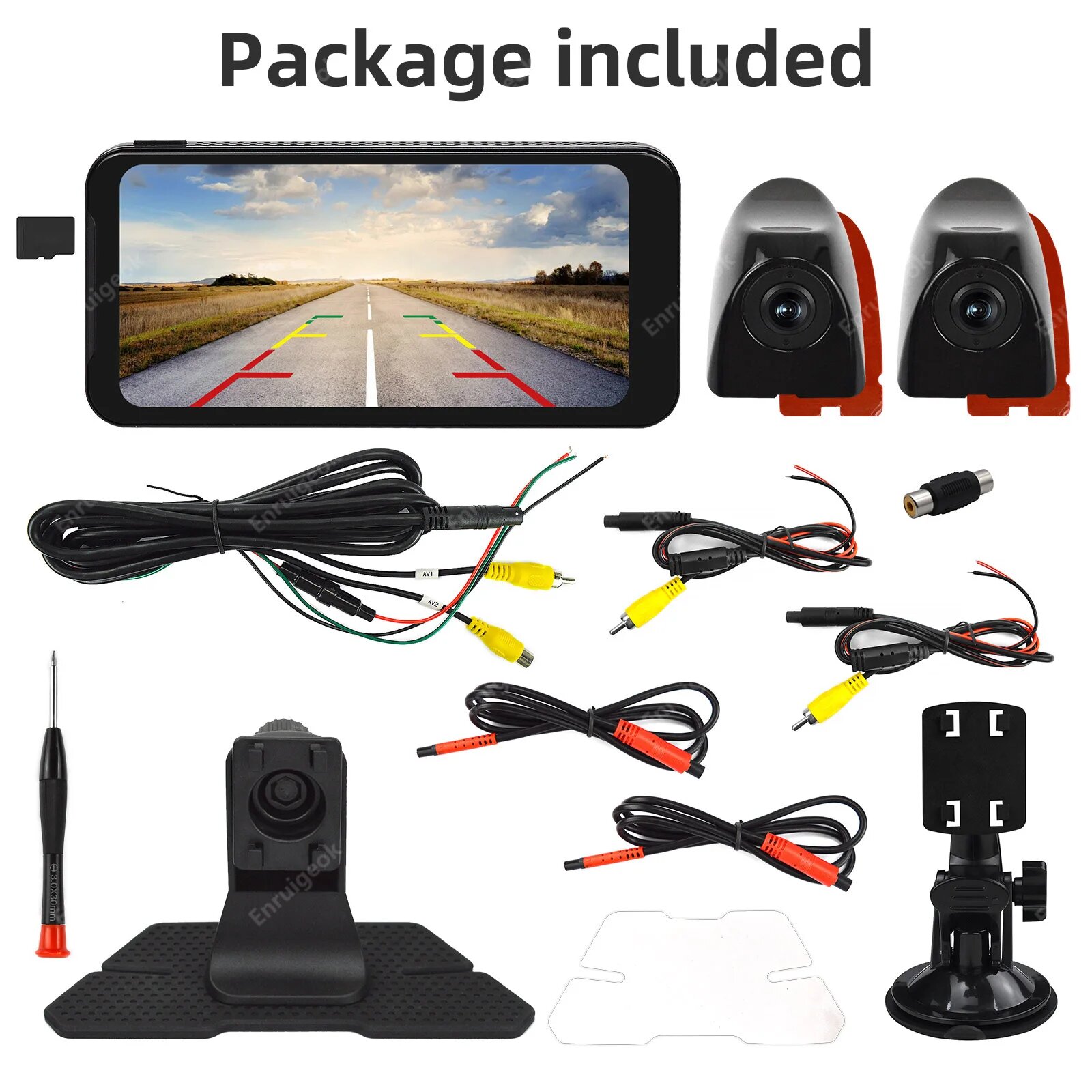EnruigeOk Автомобильная HD-камера бокового вида слепого и справа с 6,25-дюймовым видеорегистратором, двойной разделенный монитор, помощь при парковке для слепых зон для автомобиля, фургона, грузовика, внедорожника