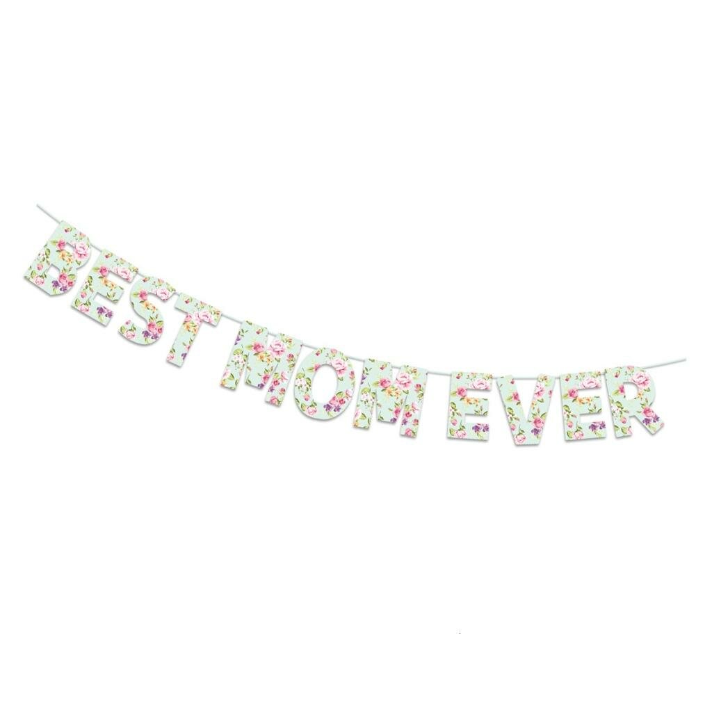 Флаг-гирлянда ко Дню матери, Зеленый - Стиль 2