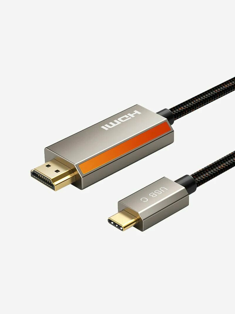 Кабель CABLETIME CC15N, USB C to HDMI, 3 м, чёрно-оранжевый / 8K@60 Hz / 4K@120 H