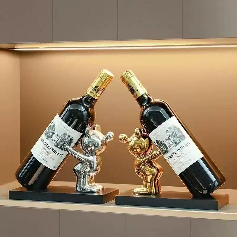 Винный шкаф Bubble bear, украшение гостиной, пара золотых бокалов для шампанского, космическое серебро