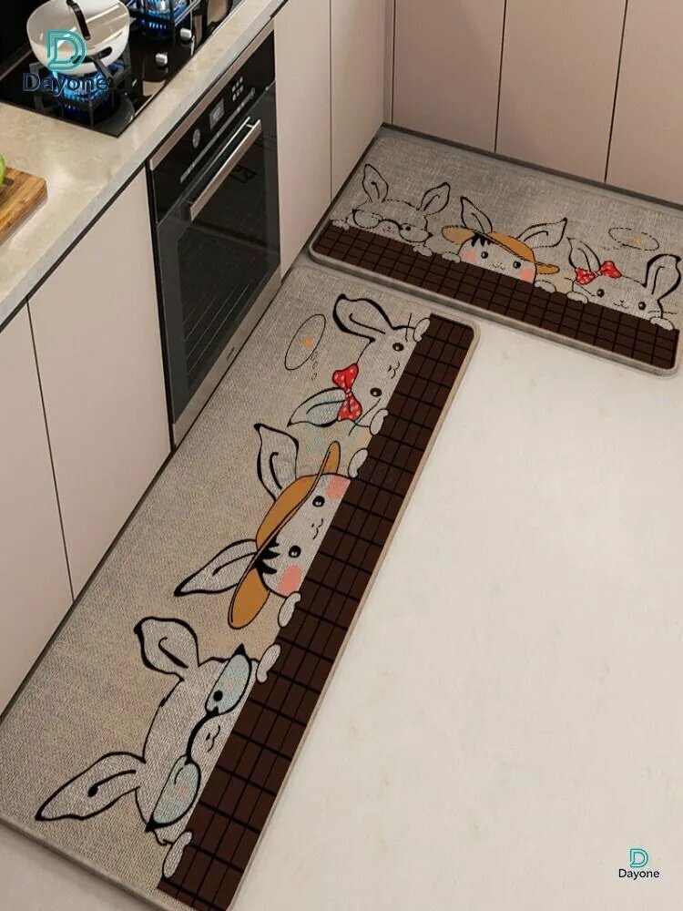 Ковер дорожка 45x180 смКухонный коврик из тканого льна, нескользящий и легко моющийся.