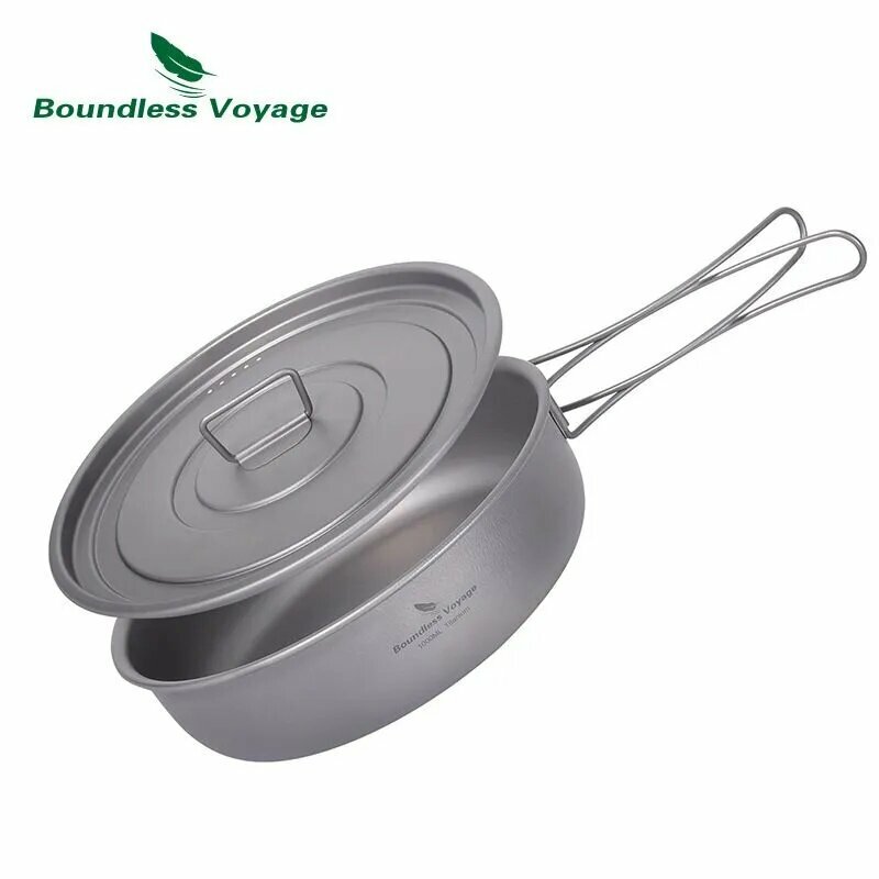 Титановая Сковорода Boundless Voyage Ti2065C - 1 Л, Лёгкая Кастрюля С Крышкой И Складными Ручками, Кемпинг И Туризм