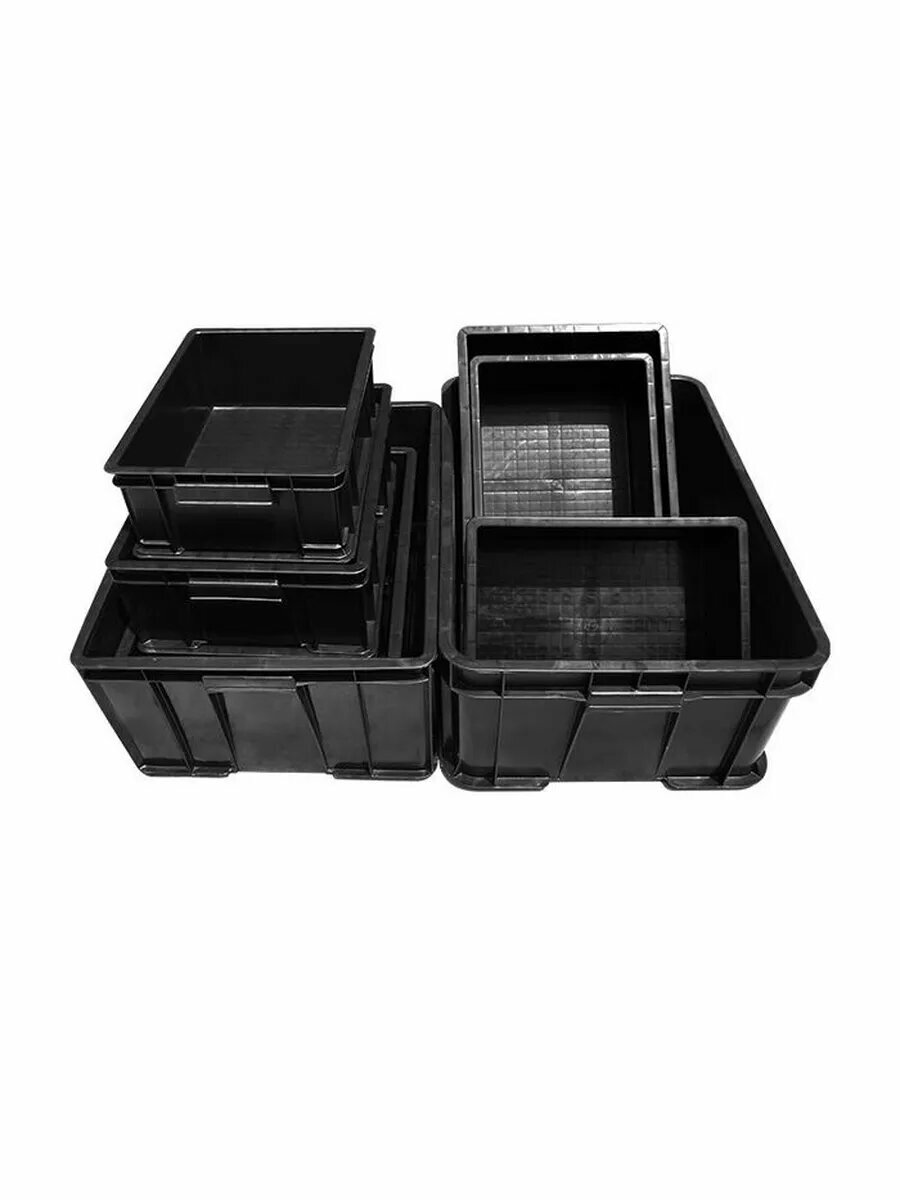Утолщённый чёрный пластиковый ящик 50,5x38,5x23,5 см