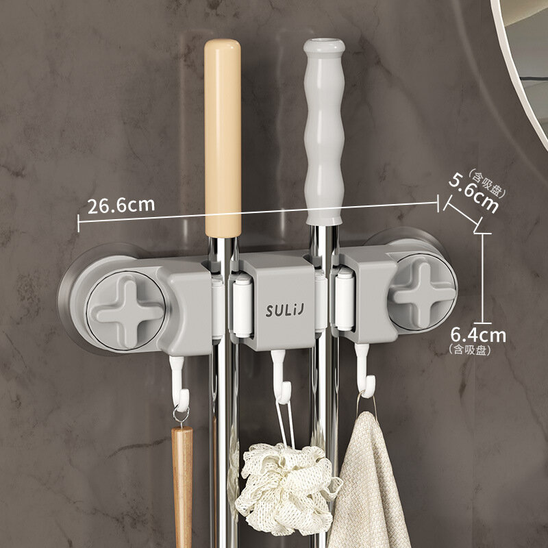 Держатель для швабры с присоской, настенное крепление для швабры, клипса без сверления, крючок для швабры на двери ванной, стеллаж для хранения, магический инструмент