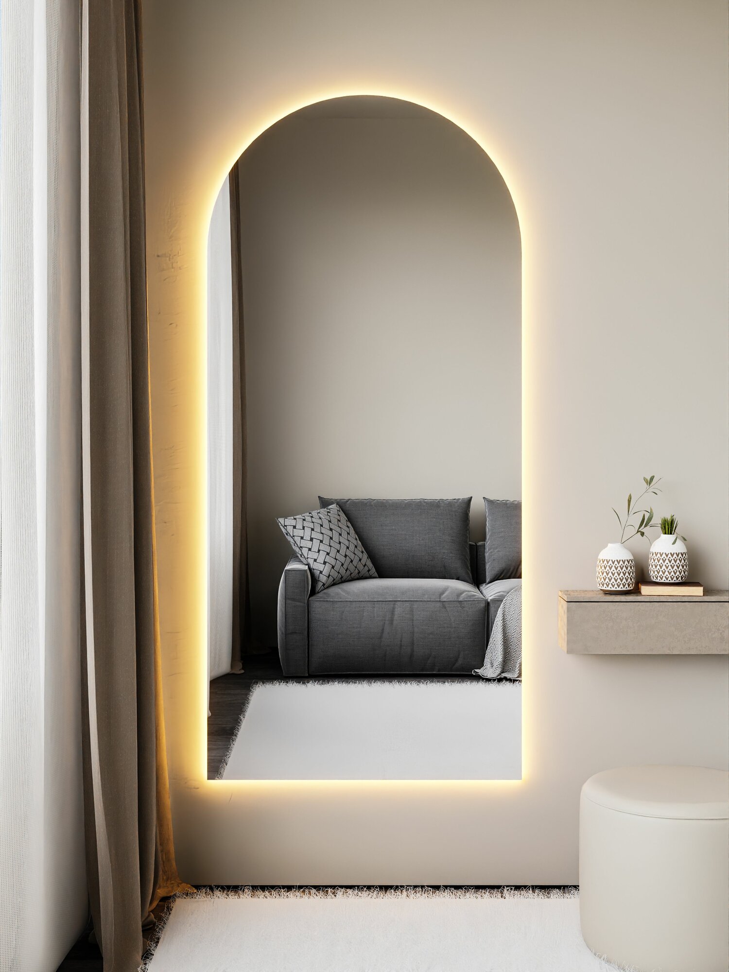 Зеркало настенное 190х90 см. BLX MIRROR М5 фигурное с подсветкой теплый свет 3000К