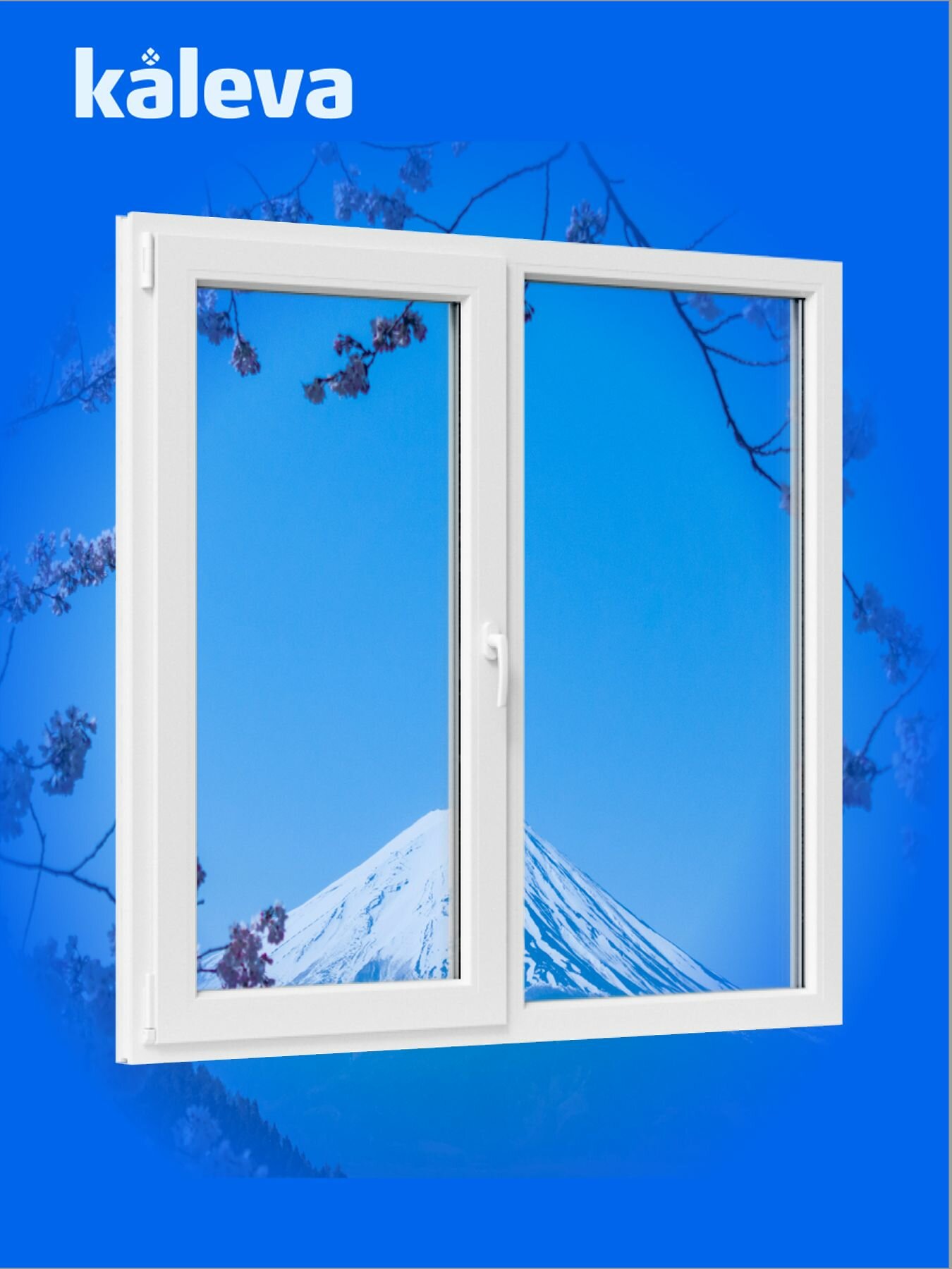 Окно Kaleva 140х140 2-створчатое поворот-откидная левая и глухая двухкамерный стеклопакет с энергосберегающим напылением