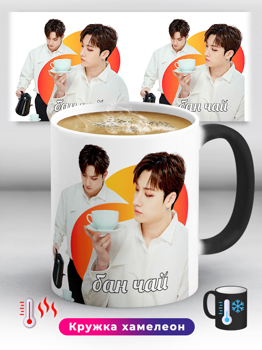 Кружка хамелеон прикол Stray Kids Стрей Кидс Бан Чан Бан чай