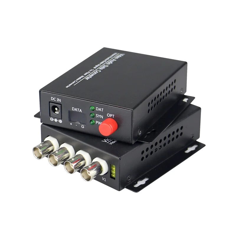 4-канальный оптоволоконный цифровой мониторинг видео/аудио/даты Оптический видеоконвертер 4-канальный цифровой оптоволоконный видео-аудио конвертер данных