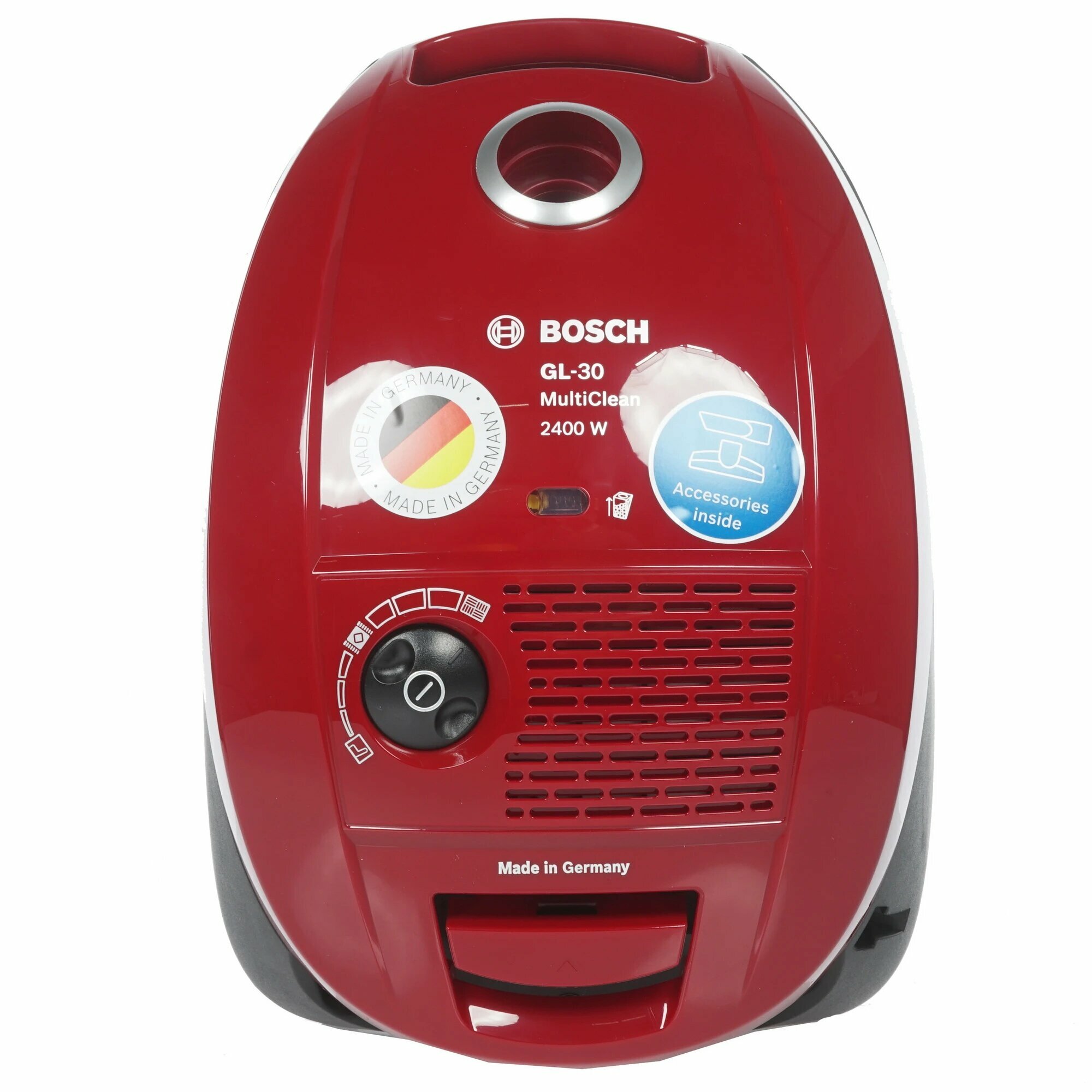 Пылесос проводной Bosch BSGL3MULT3, 3 насадки, 2400 Вт, 4 л, сухая очистка, HiSpin, насадка для ковра, щелевая, красный