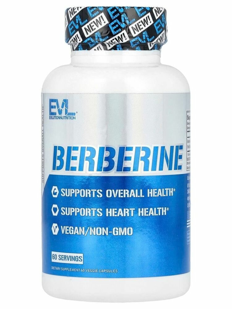 Берберин, 60 растительных капсул (500 мг в 1 капсуле), EVLution Nutrition