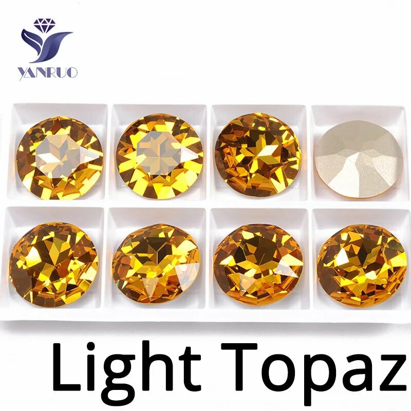 Стразы YANRUO 27 мм Light Topaz, с серебряной оправой