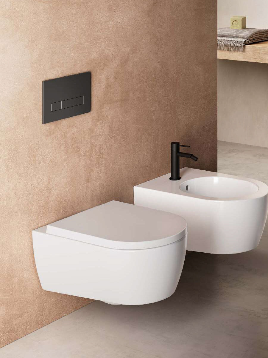 Биде подвесное HATRIA FUSION A0Y1D925, с переливом, белое матовое